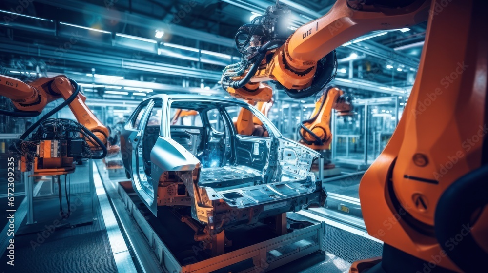 Industrial of automatic robot arm car assembly production, Robotic arm ...