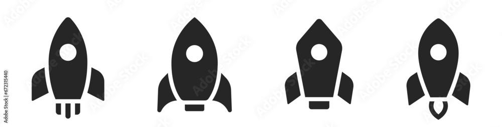 Rocket icon set. Space ship vector set. Rocket launch sign. Startup ...