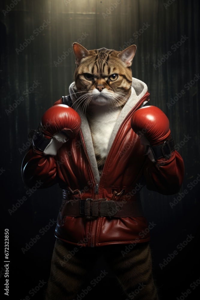 Cat, Boxer, Boxing, Fighting, Gloves, Pose, Posing, Stance, Portrait ...