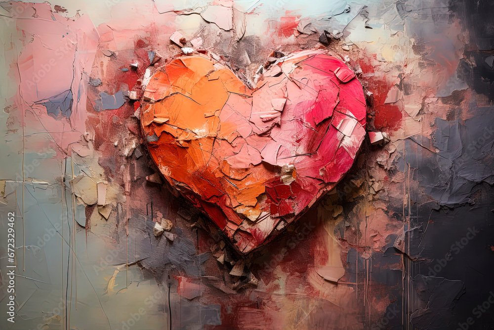 Generative AI illustration of Heart Background with textures Stock ...