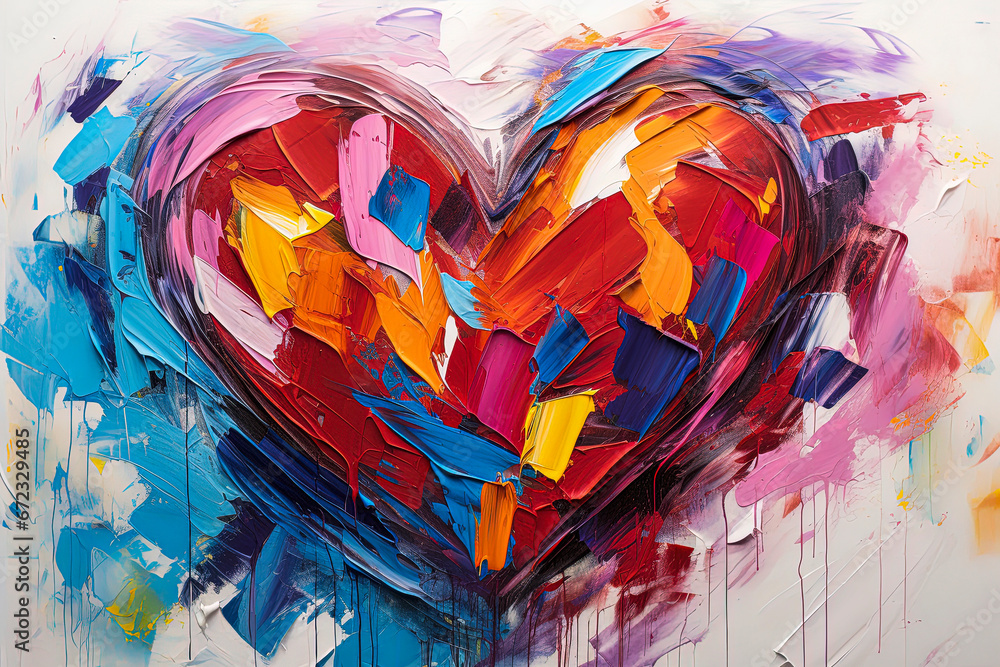 Generative AI illustration of Heart Background with textures Stock ...