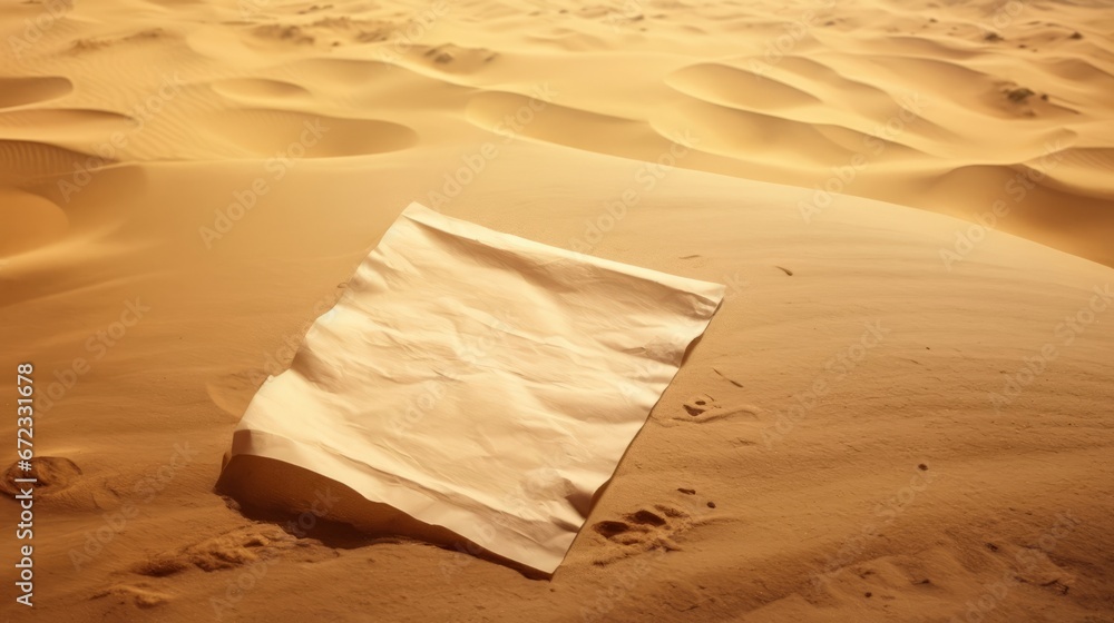 Blank crumpled paper sheet, Parchment, Desert sand, Template ...