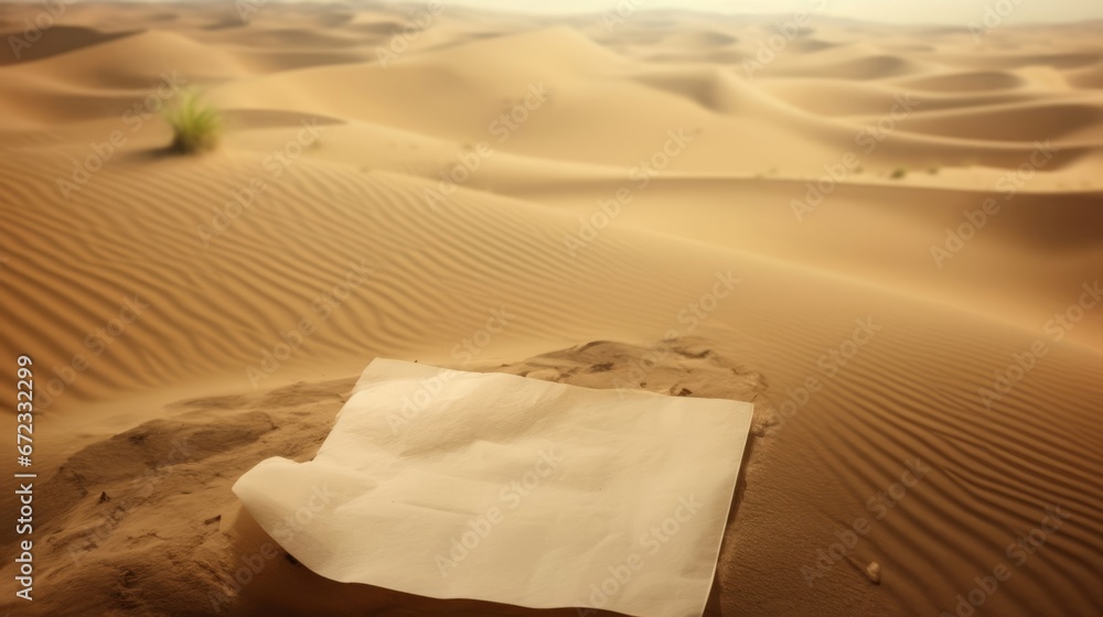 Blank crumpled sheet, Papyrus, Desert sand, Mock-up, Text space, Paper ...