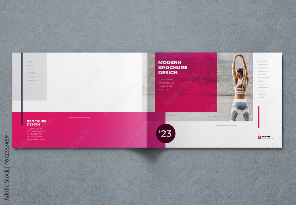 Landscape Business Report Cover with Pink flat Elements Stock Template ...