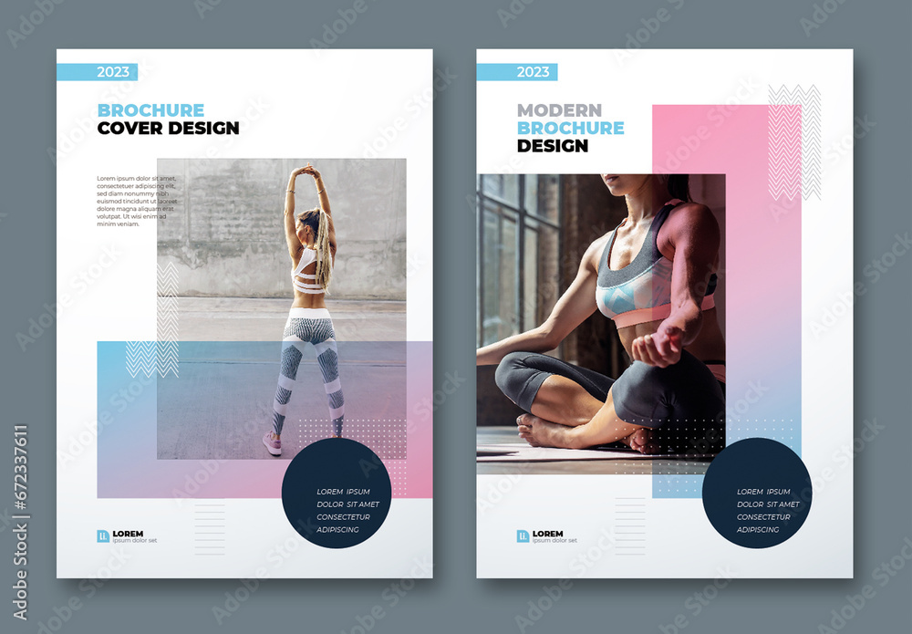 Brochure Cover Layout Set with Soft flat Elements Stock Template ...