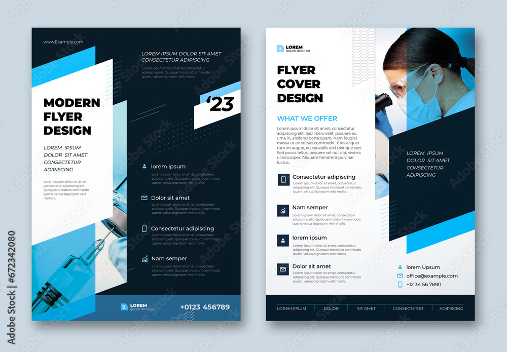 Colorful Business Flyer Layout with Flat Color Elements Stock Template ...