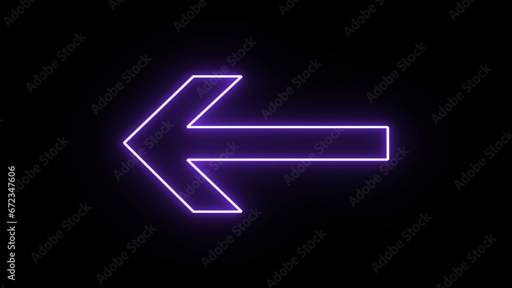 Purple color arrow points to the left. Flashing neon icon to the left ...
