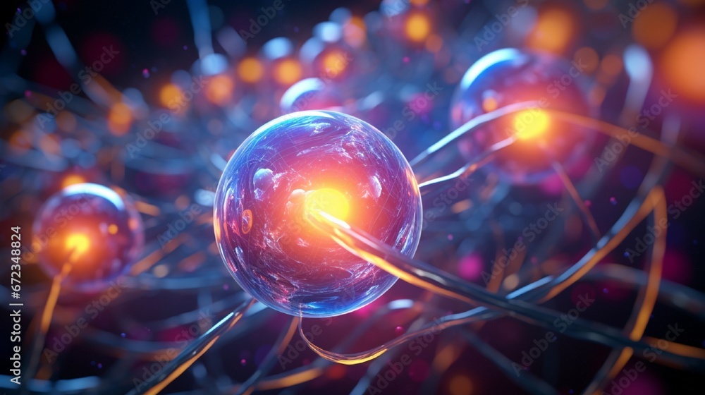 Quantum entanglement visualized through entwined, glowing spheres that ...