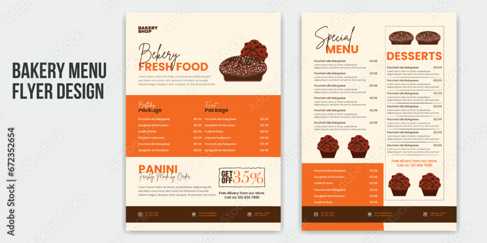 Bakery Menu Flyer Design Restaurant Menu Design Layout Restaurant Menu ...