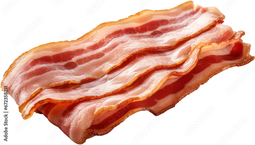 Strips of fried bacon Juicy bacon, bacon slices. Fresh pig meat, fat ...