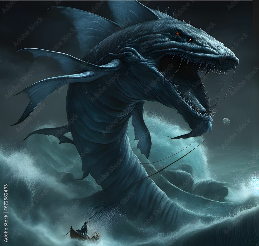 AI generated illustration of a fisherman in a boat in the ocean ...