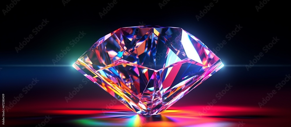 Diamonds on shiny black background, back light, shadows, caustic rays ...