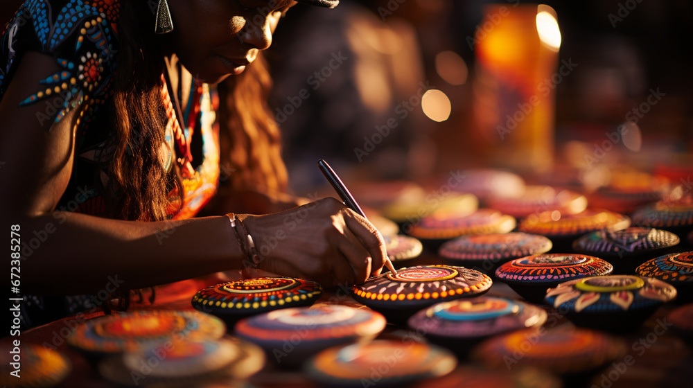 Aboriginal Art: An Aboriginal artist creating intricate dot paintings ...