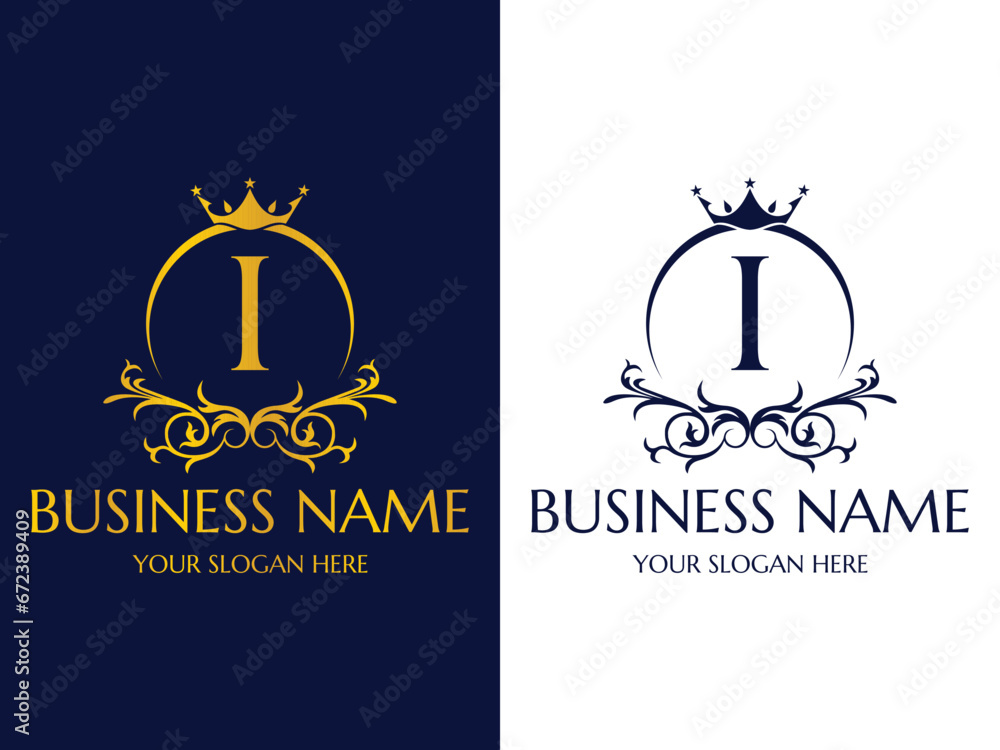 Letter I Luxury Logo, Creative Crown Logo Icon Vector Design Stock ...