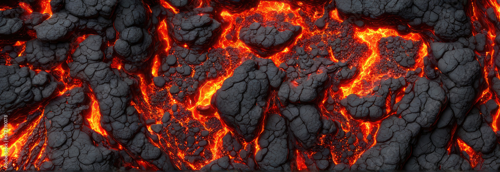 Lava molten texture, top view, volcano magma glow texture in cracking ...