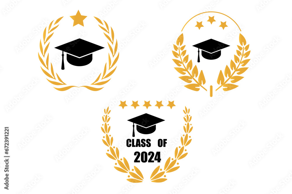 Set of class of 2024 graduation award emblem design template ...