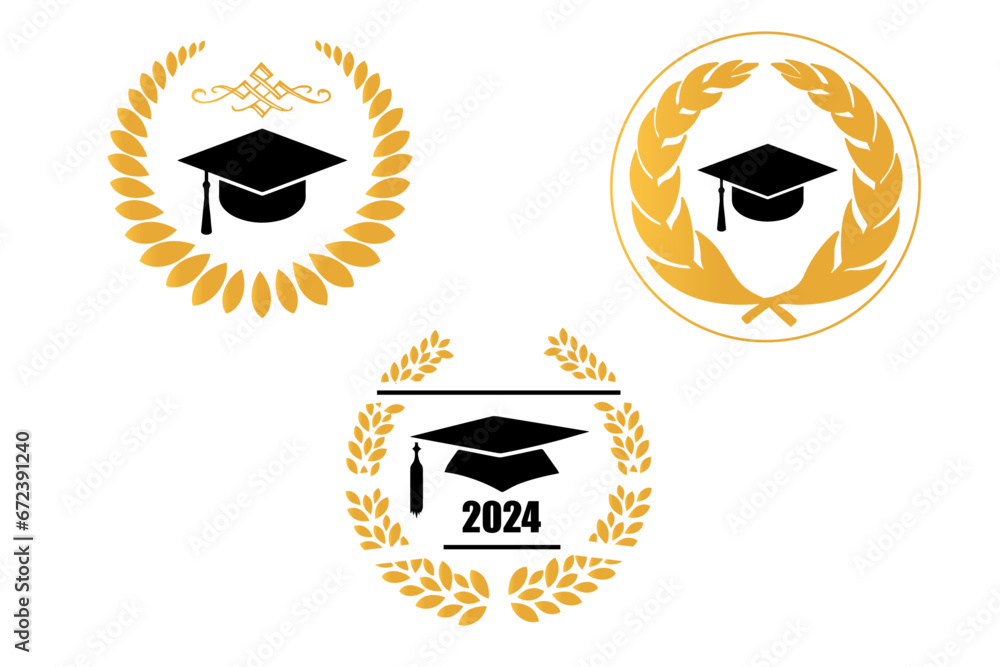 Set of class of 2024 graduation award emblem design template ...