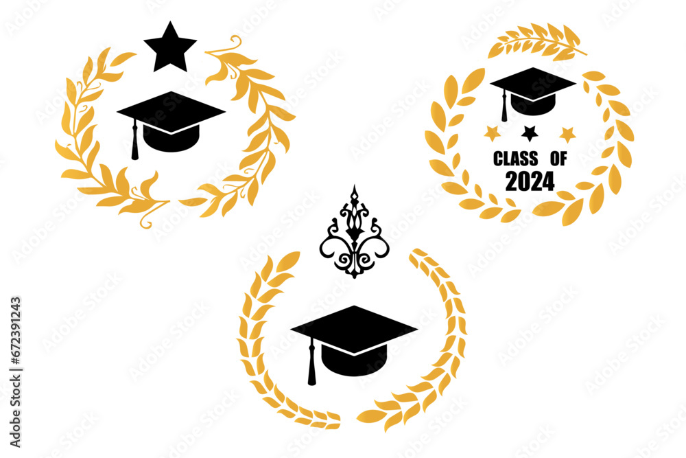 Set of class of 2024 graduation award emblem design template ...