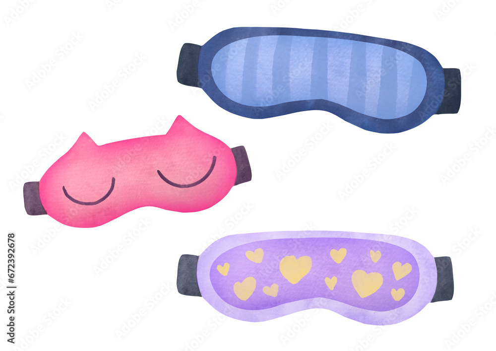 cute Sleep masks. Classic blue, striped, pink cat shaped, purple with ...