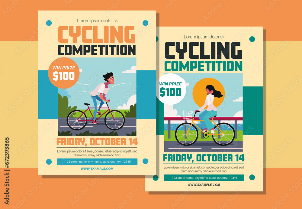 Cycling Tournament Flyer Layout Stock Template | Adobe Stock