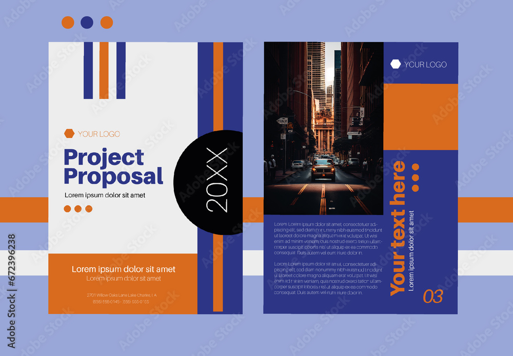 Modern Blue and Orange Business Project Proposal Template Stock ...