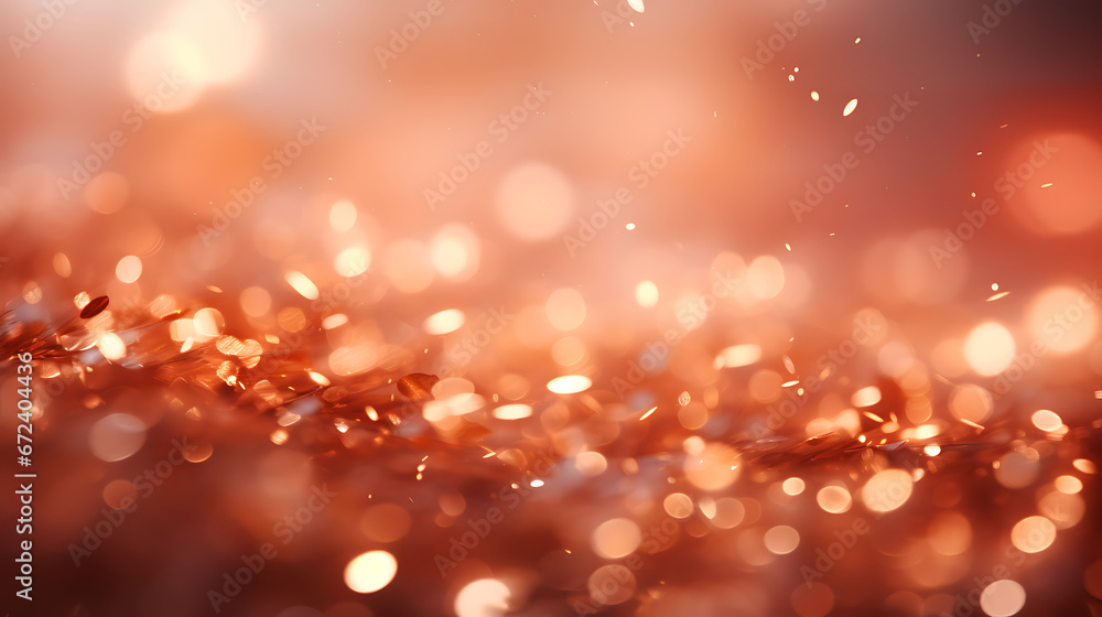 An abstract setting with fiery red and rose gold particles. Luminous ...