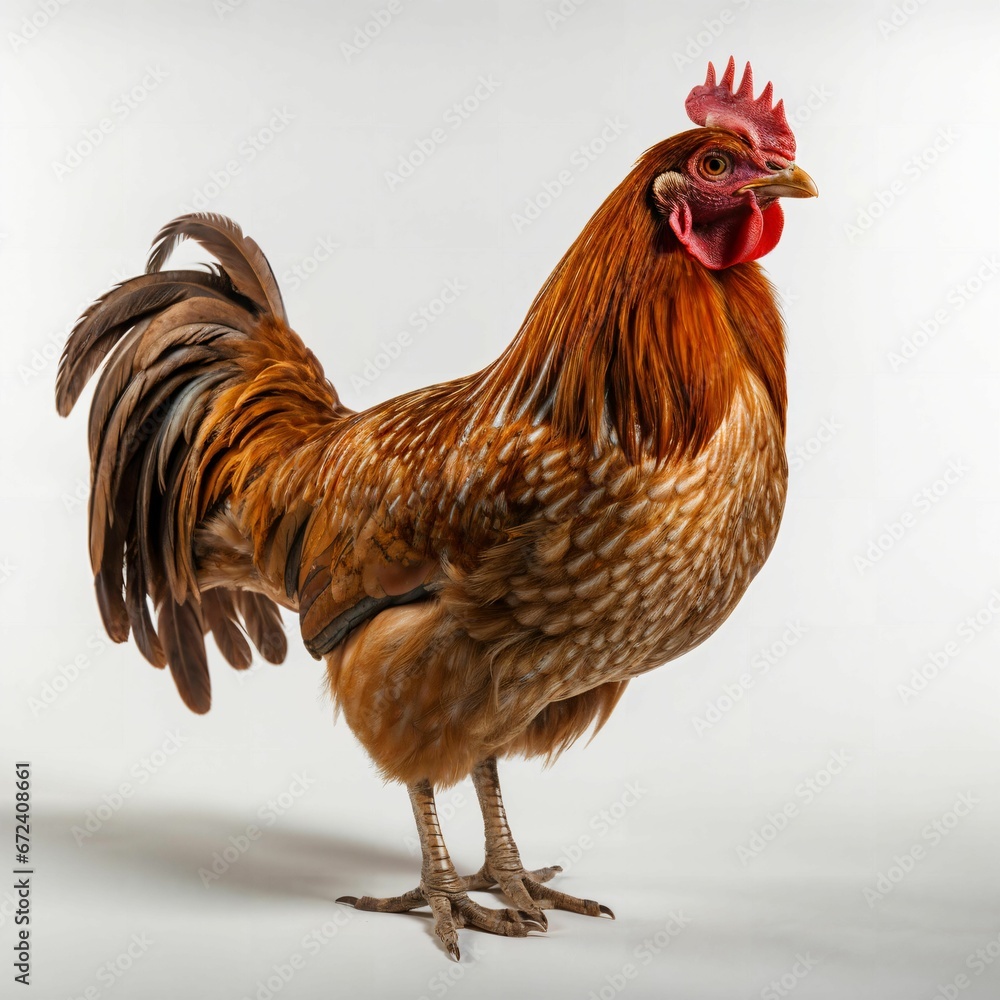 AI generated illustration of a vibrant red rooster displaying its ...