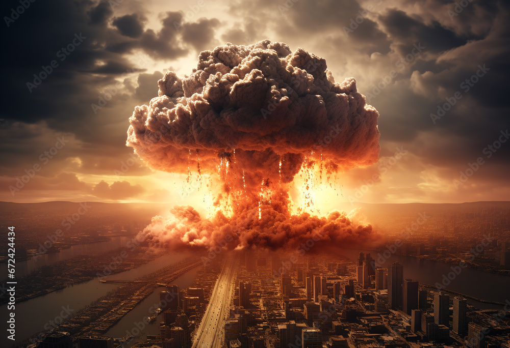 Fictional Nuclear war scenario - Generative Ai Stock Illustration ...