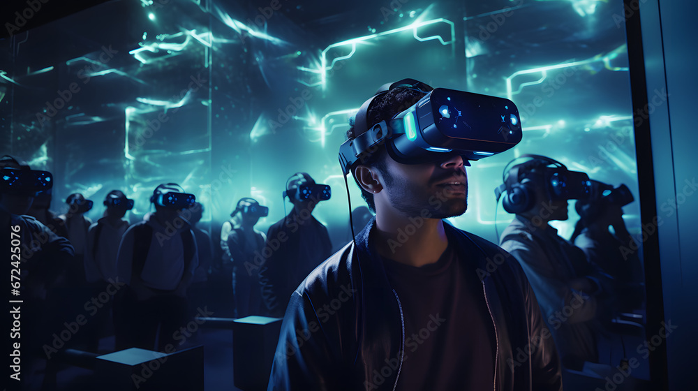 AR-enhanced virtual reality theater experience, technology background ...