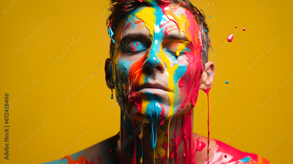 Rainbow Colors Draining from the Male Face: An Artistic Depiction of ...