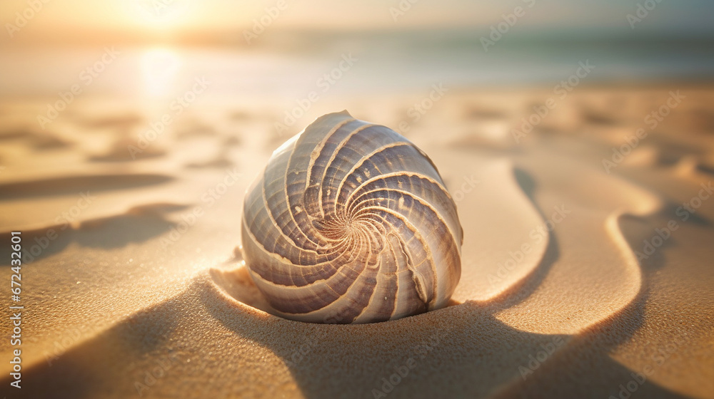 Beautiful seashell lying sandy beach unusual wallpaper image AI ...
