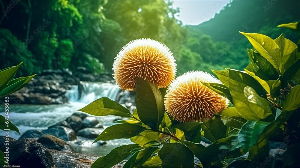 beautiful step flower grow kadamba tree rainy image Ai generated art ...