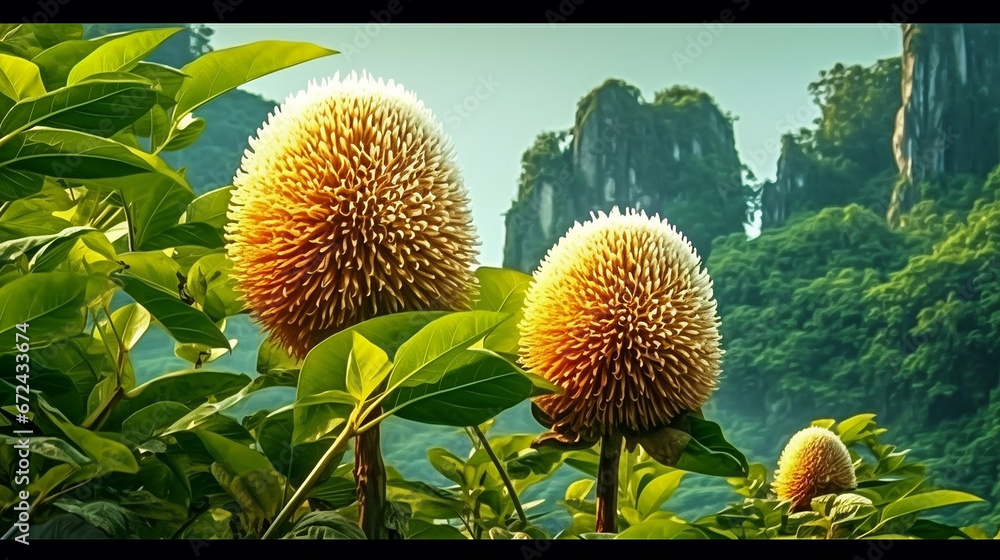 beautiful step flower grow kadamba tree rainy image Ai generated art ...