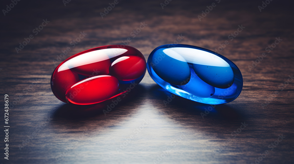 Red Pill, Blue Pill Dilemma, technology background, concept for banner ...
