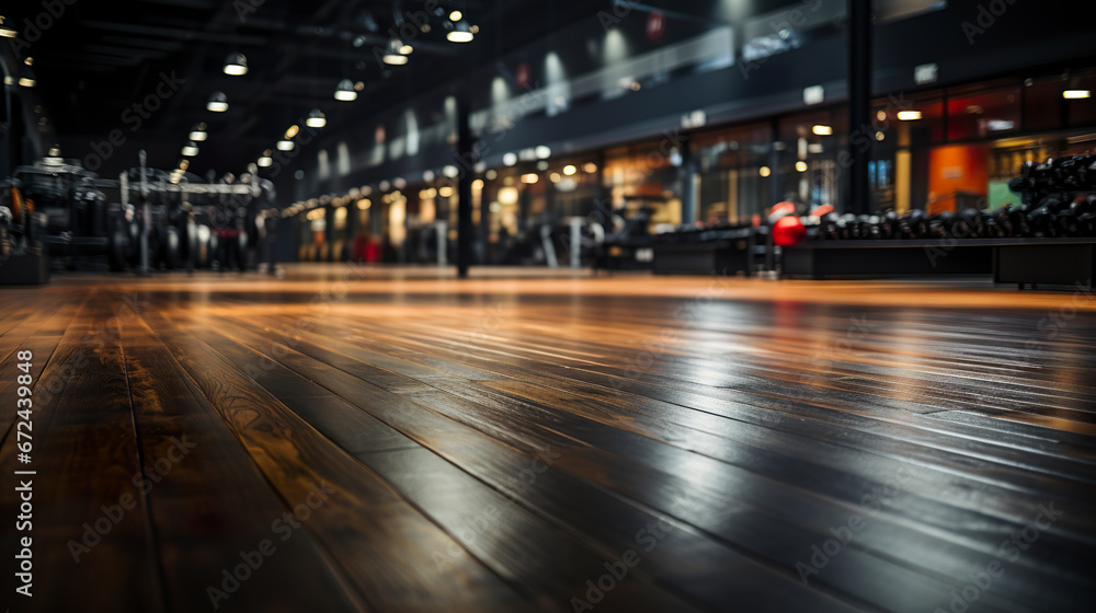 Smooth gym floor with uniform texture and solid base. An empty gym ...