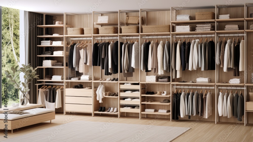 Modular closet system made up of standardized units to mix and match to ...