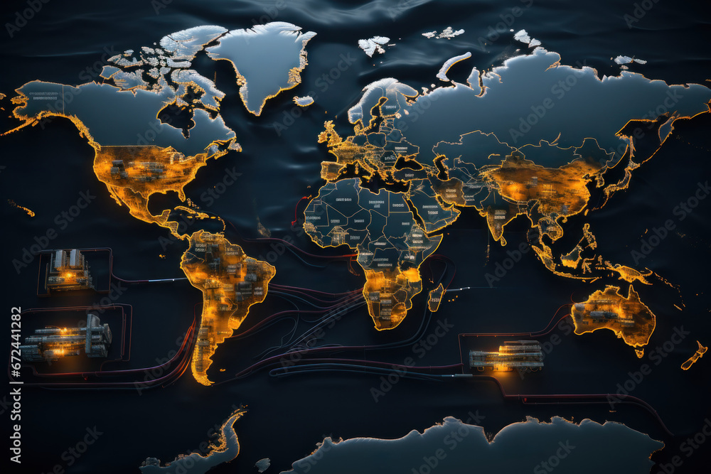 A map showing the various countries involved in the production of a ...
