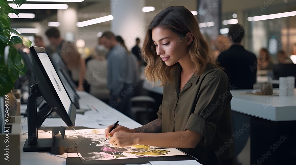 Graphic artists designing a new corporate logo Stock Photo | Adobe Stock