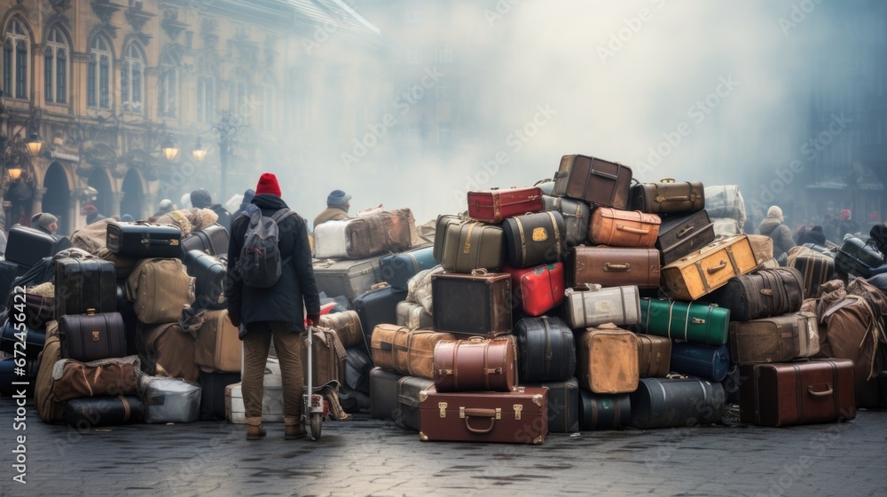 Modern world problem refugees, displaced immigrants emigrants, war ...