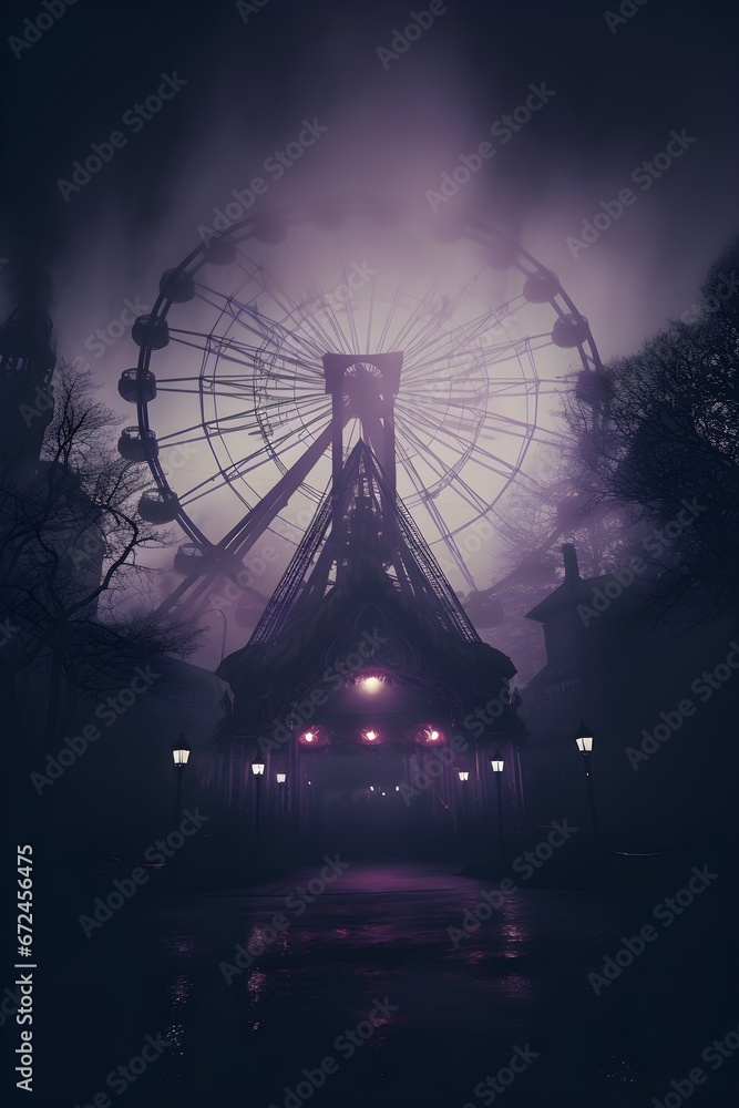 Creepy, Abandoned and Haunted Amusement Park, carousel, dark tragic ...