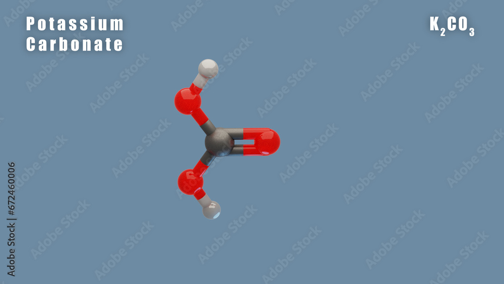 Potassium Carbonate of K2CO3 3D Conformer animated render. Food ...