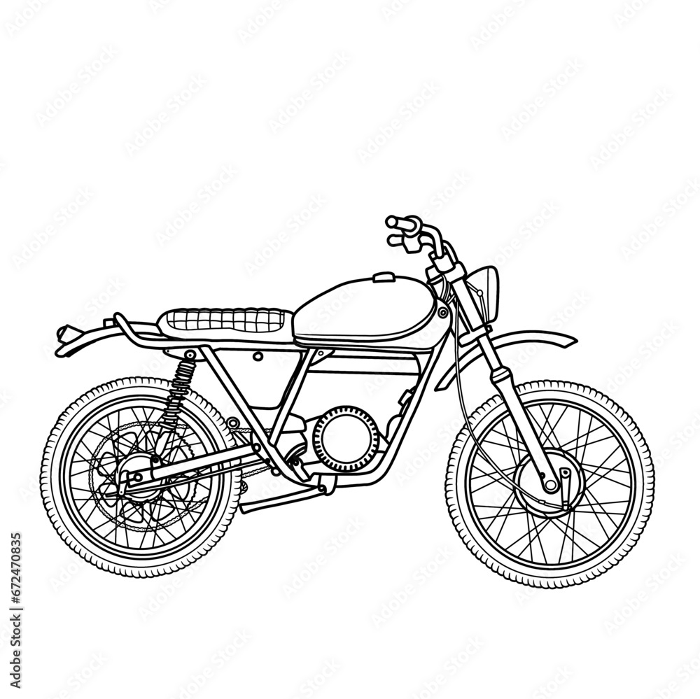 Electric retro scramble concept. Electric Bike hand drawn sketch ...