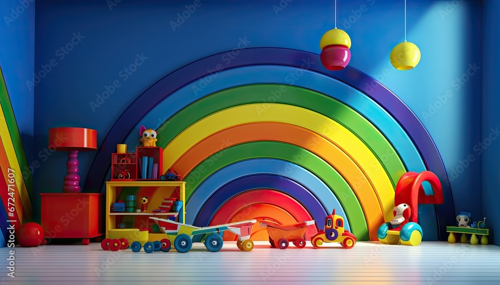 Rainbow playground room, Backdrop for photo studio, room background for ...