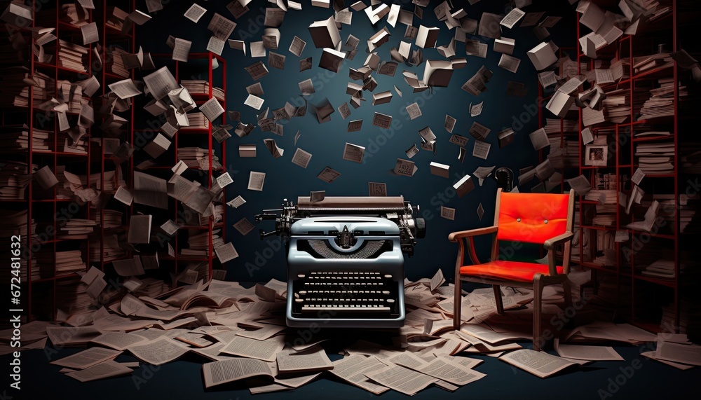 Room background for a writer or book lover portrait, room with books ...