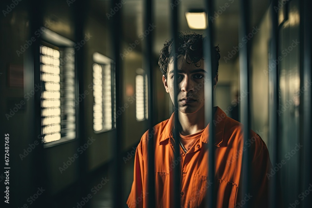 Criminal person in the prison with jail background. Jailbreak and ...