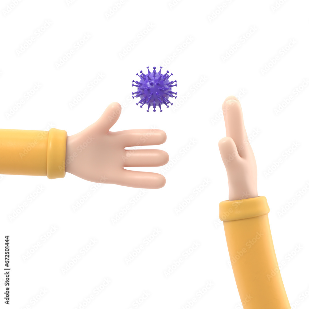 Bacteria on hand. Coronavirus transmitted through a handshake. Gesture ...