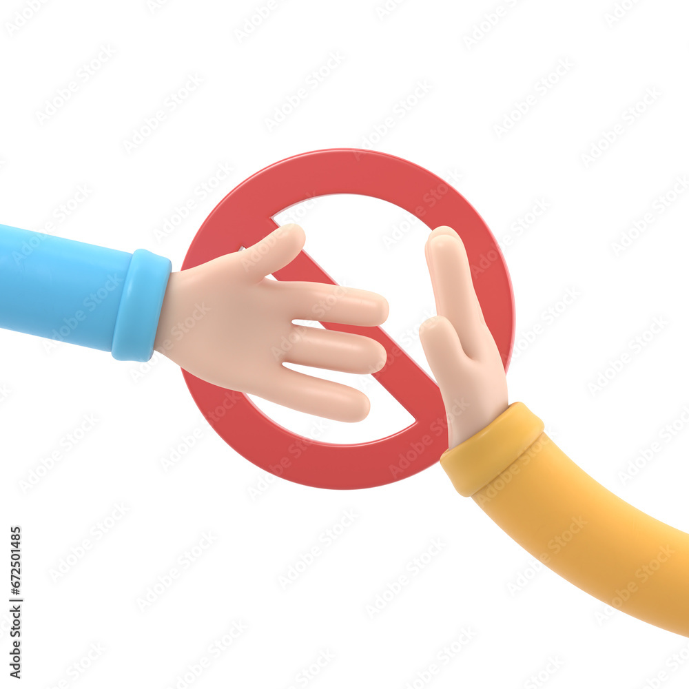 Do not contact. No handshake icon. Red prohibition sign. Precautions ...