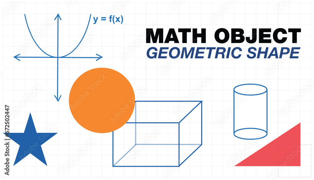 Illustration of geometric math formulas with circle diagrams and 3d ...