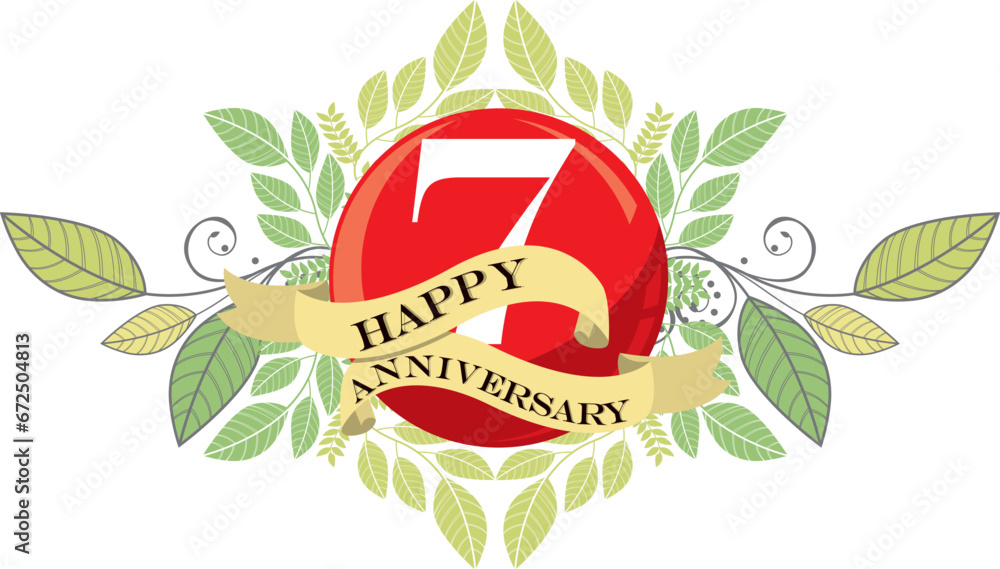 ribbon 7 happy anniversary vector illustration,good for celebration ...