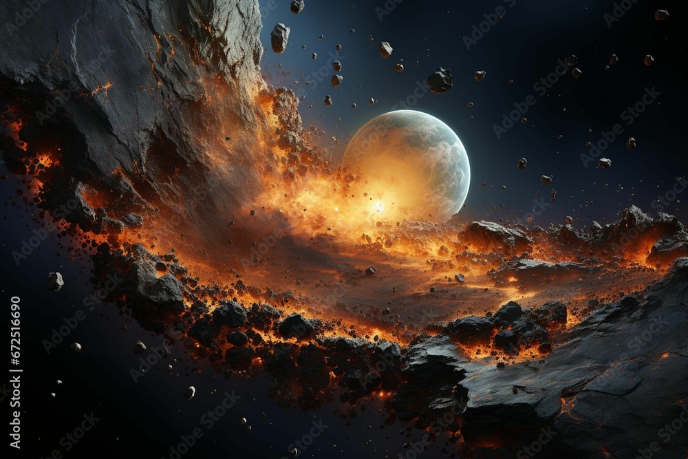 AI generated illustration of an explosion in outer space with the Earth ...